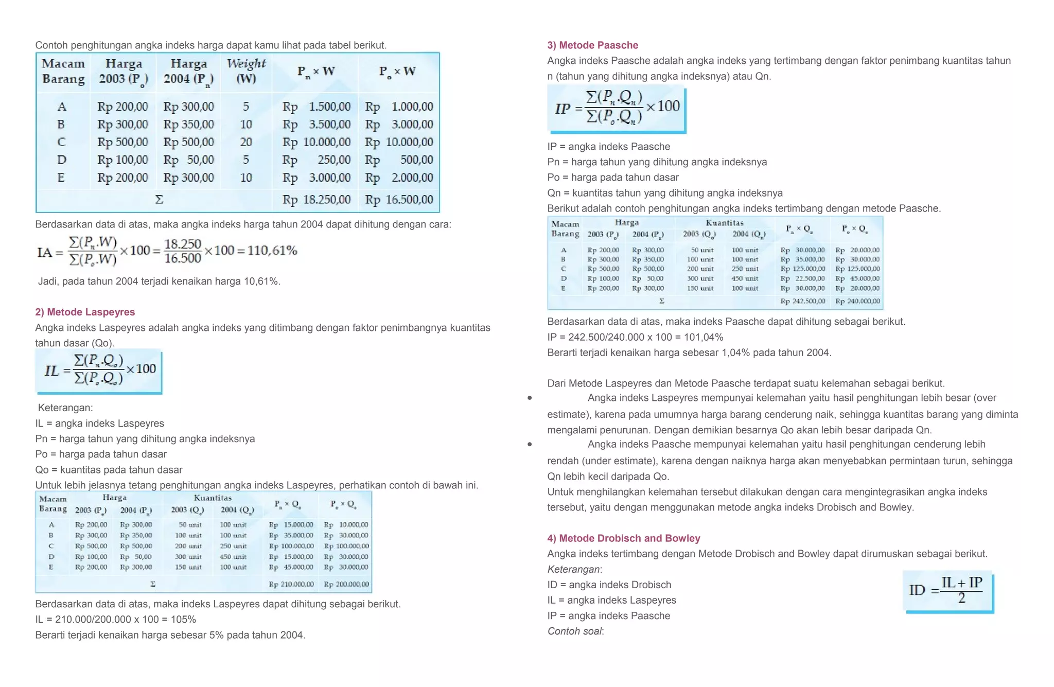 Cara menghitung indeks harga dengan berbagai metode | DOC