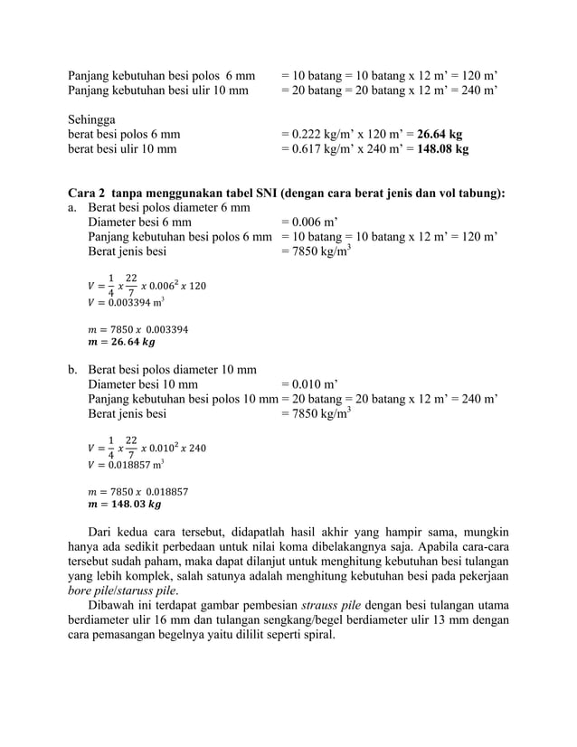 Cara Menghitung Kebutuhan Besi pada Pekerjaan Bore Pile dan Strauss ...