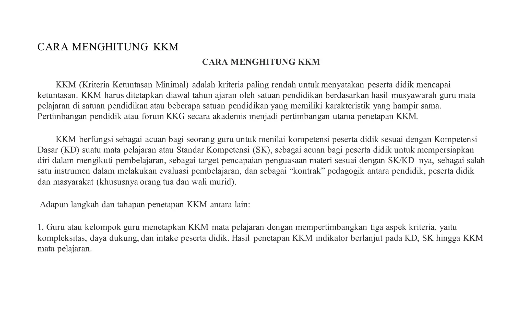 Cara menghitung kkm | DOCX