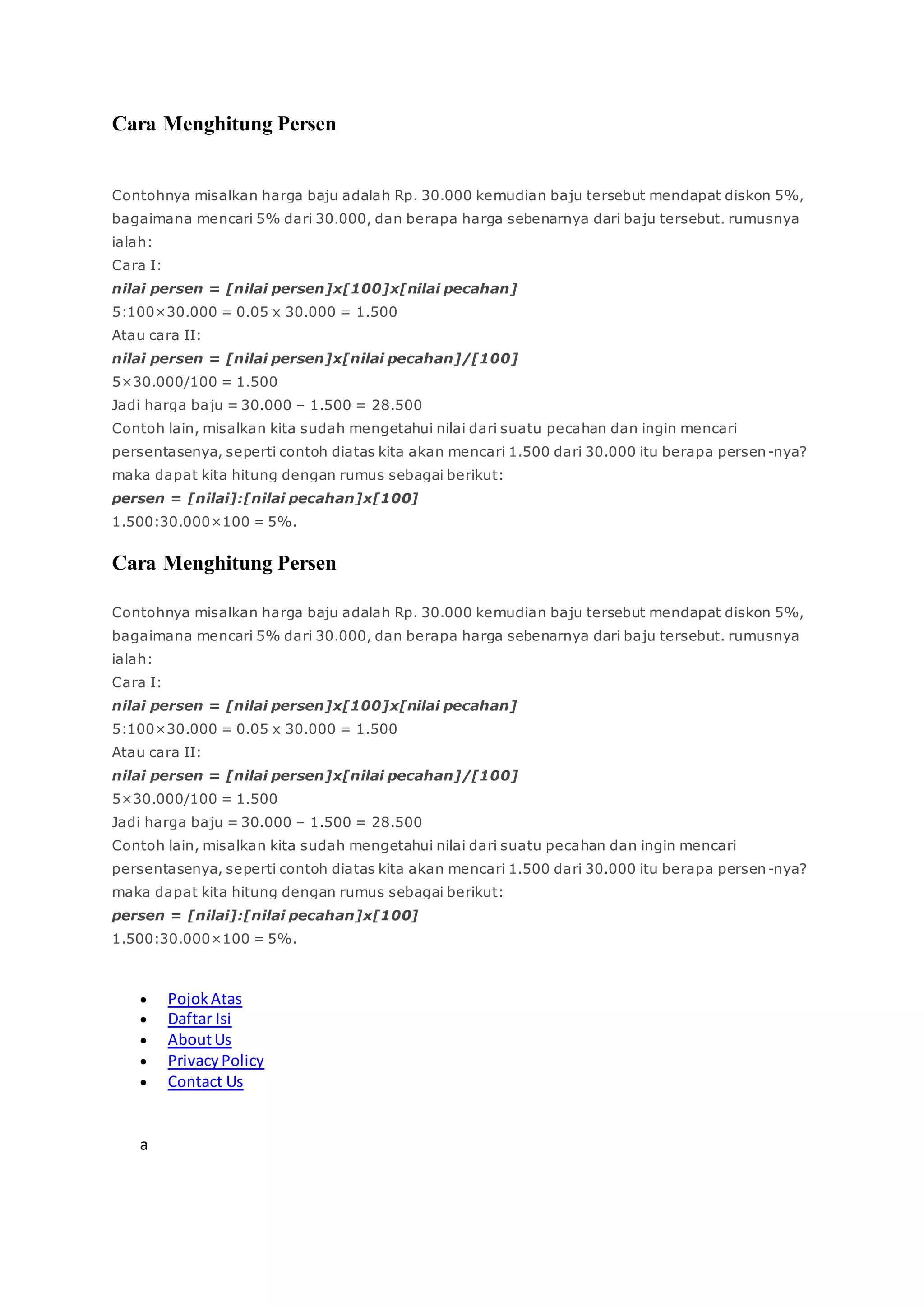 Cara Menghitung Persen | PDF