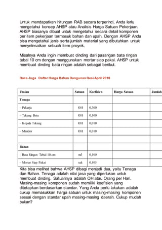 Cara menghitung rab dengan ahsp secara benar | DOCX