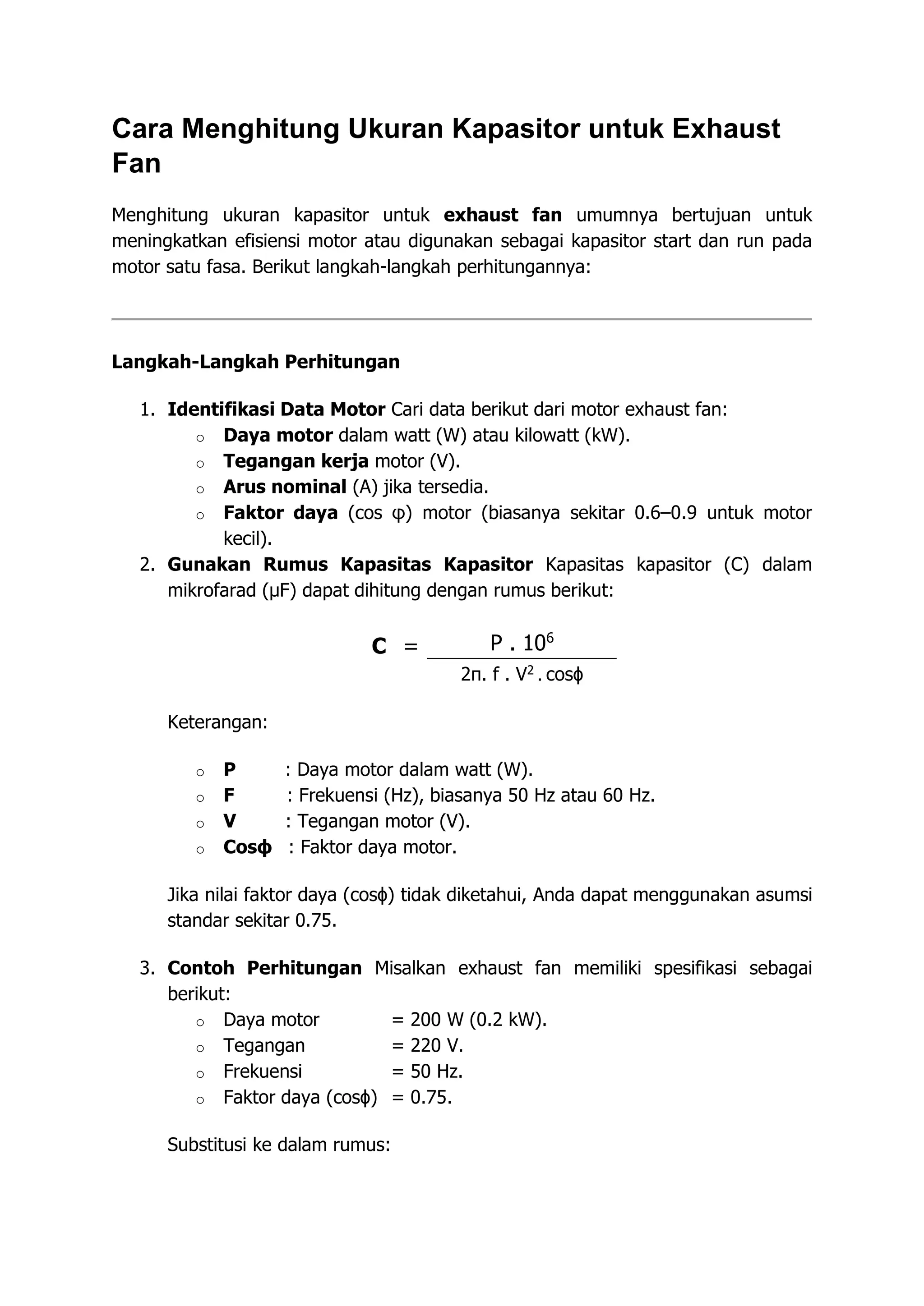 Cara Menghitung Ukuran Kapasitor untuk Exhaust Fan.pdf