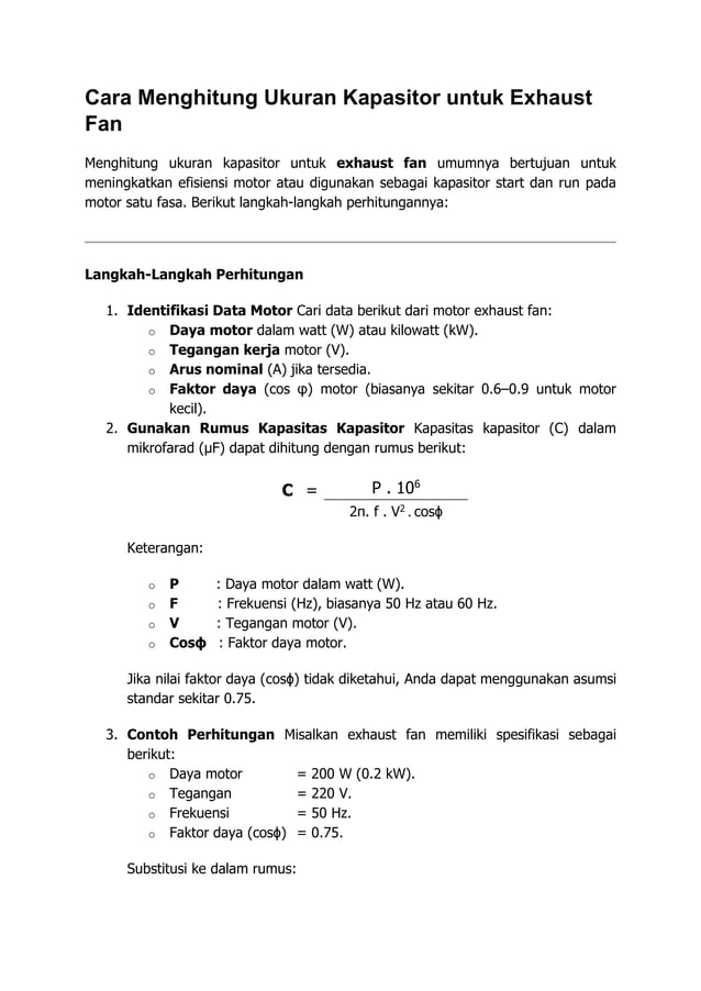 Cara Menghitung Ukuran Kapasitor untuk Exhaust Fan.pdf