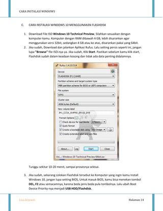 Cara menginstalasi windows 7,8.1 dan 10 dengan flashdisk | PDF