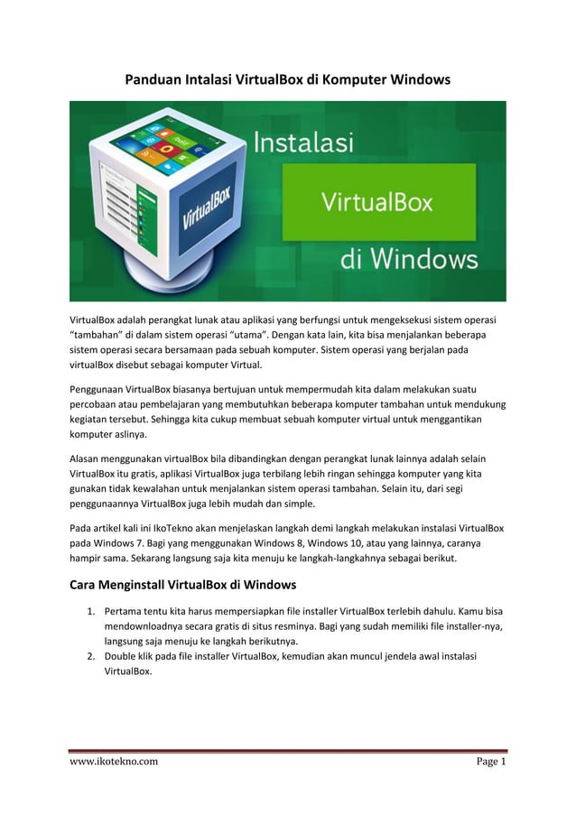 Panduan Cara Menginstall VirtualBox di Windows | PDF