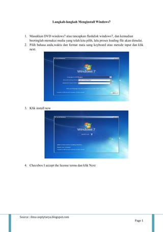 Cara menginstall windows7 | PDF