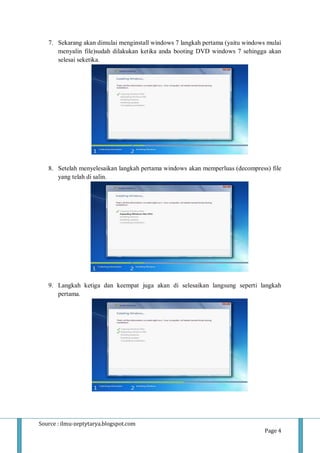 Cara menginstall windows7 | PDF