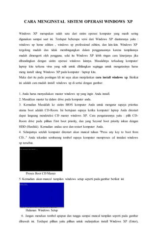 Cara menginstal sistem operasi windows xp | PDF