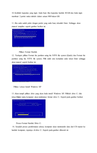 Cara menginstal sistem operasi windows xp | PDF