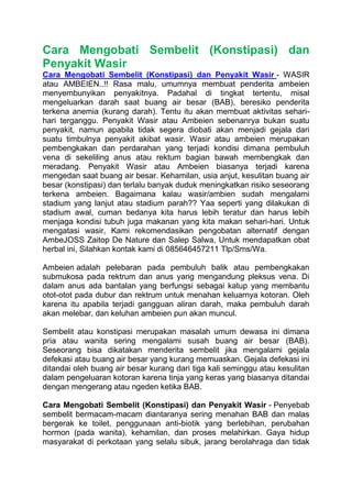 Cara mengobati sembelit (konstipasi) dan penyakit wasir | PDF