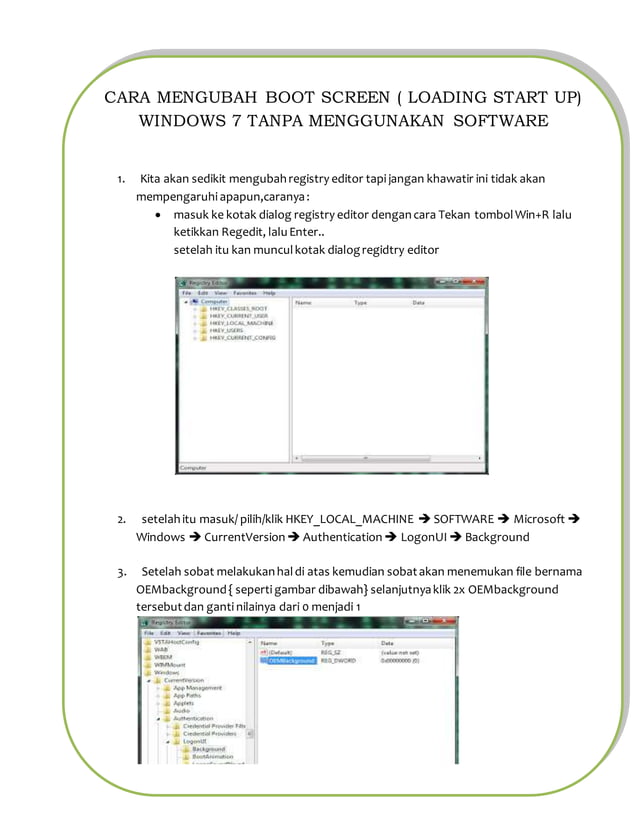 Cara mengubah boot screen ( loading start up) windows 7 tanpa ...