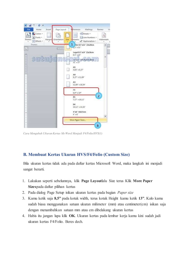 Cara mengubah ukuran kertas ms word menjadi f4 | PDF