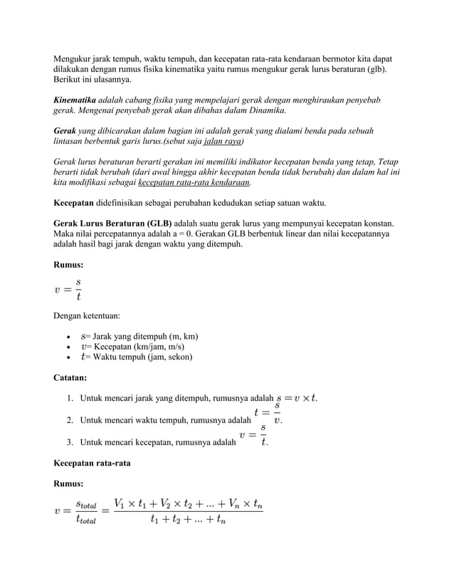 Cara mengukur jarak tempuh | DOCX