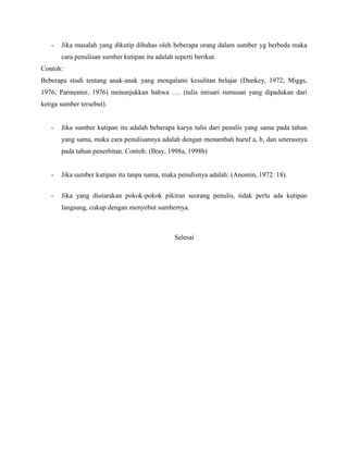 Cara Menulis Kutipan dan Daftar Pustaka Karya Tulis Ilmiah | DOCX