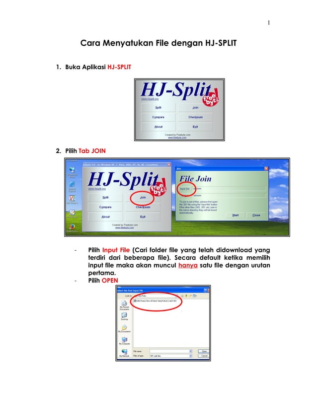 Cara menyatukan file dengan software HJ Split | DOC