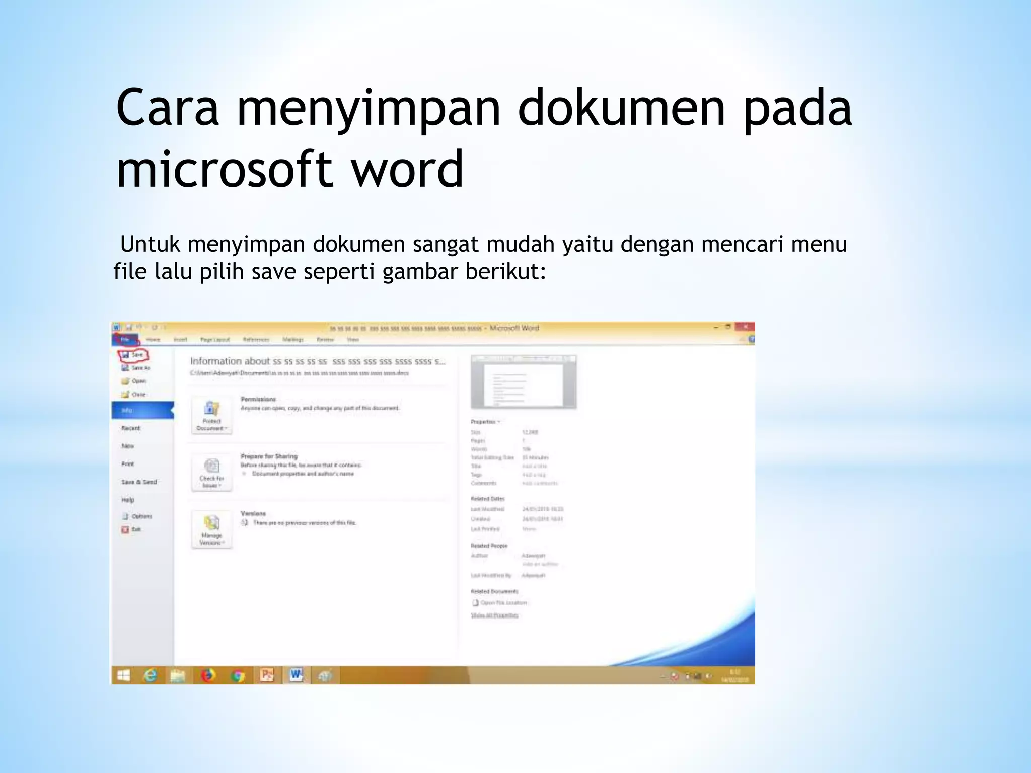 Cara menyimpan dokumen pada microsoft word | PPTX