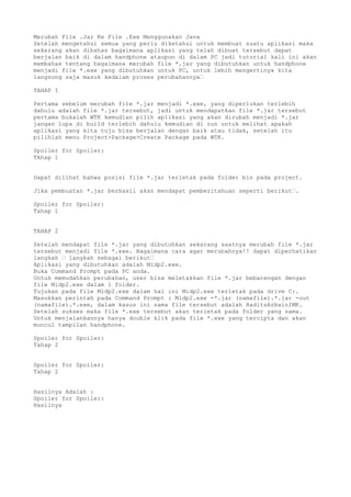 Cara merubah jar ke exe | TXT