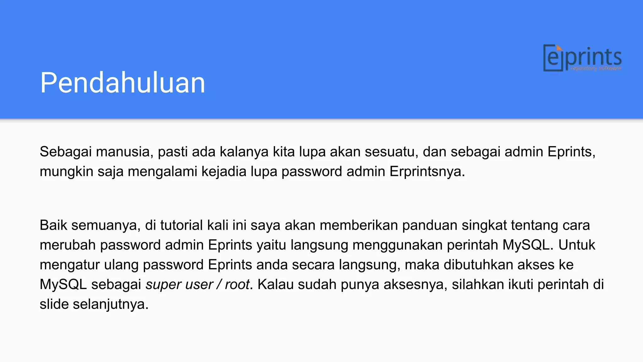 Cara merubah password admin eprints [3.3] | PPTX