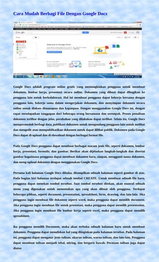 Cara mudah berbagi file dengan google docs | PDF