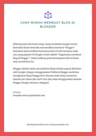 Cara mudah membuat blog di Blogger | PDF