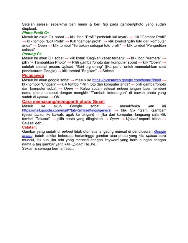 Cara mudah upload foto ke google | DOCX