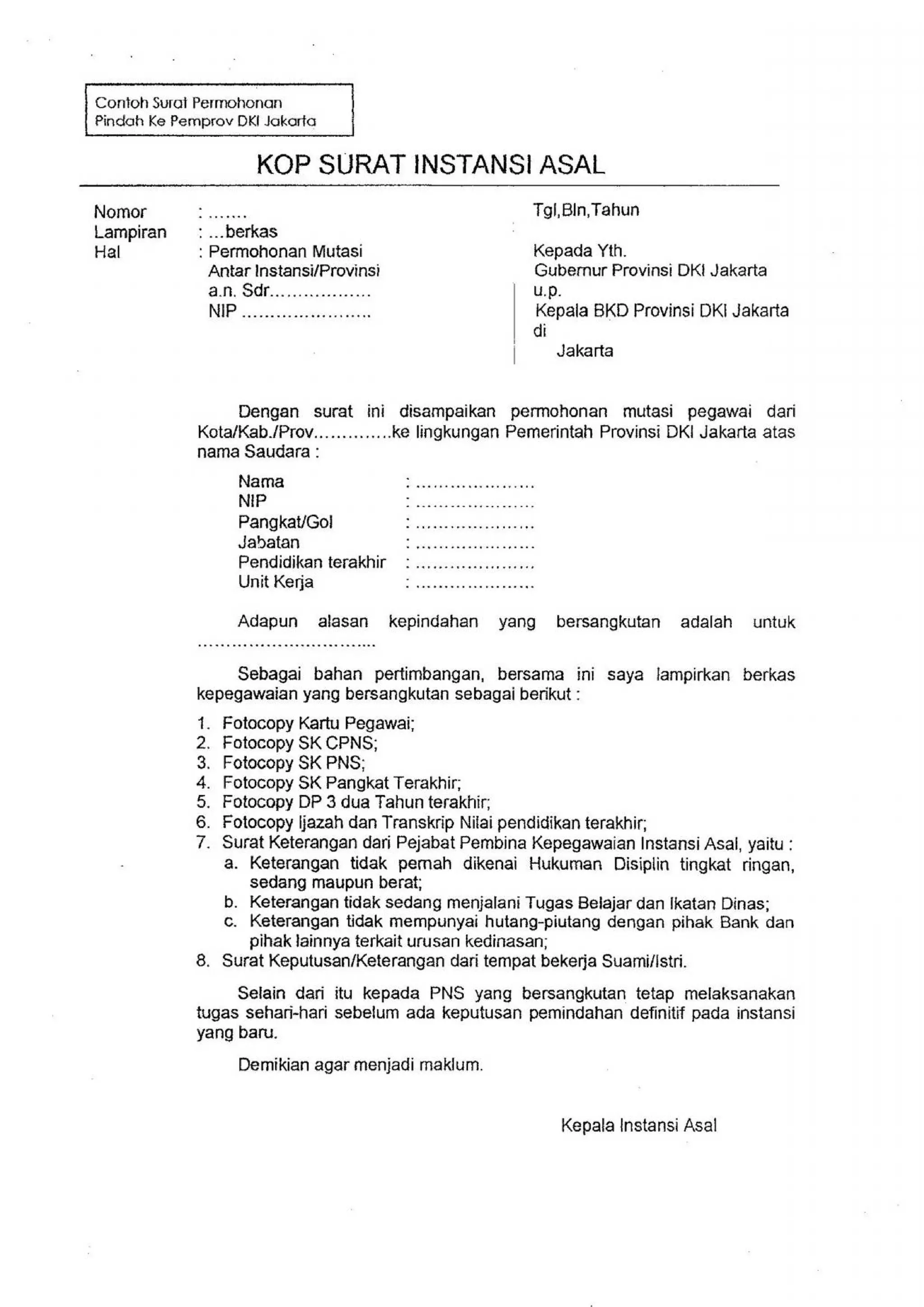 Cara Mutasi PNS ke Pemerintah Provinsi DKI Jakarta | PDF