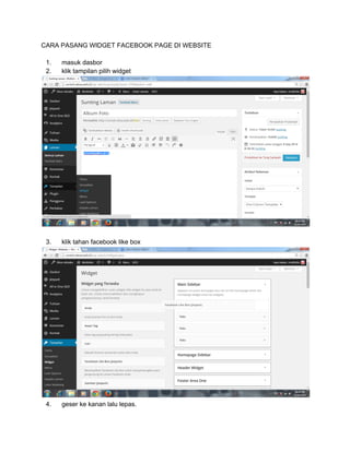 Cara pasang widget facebook page di website | PDF