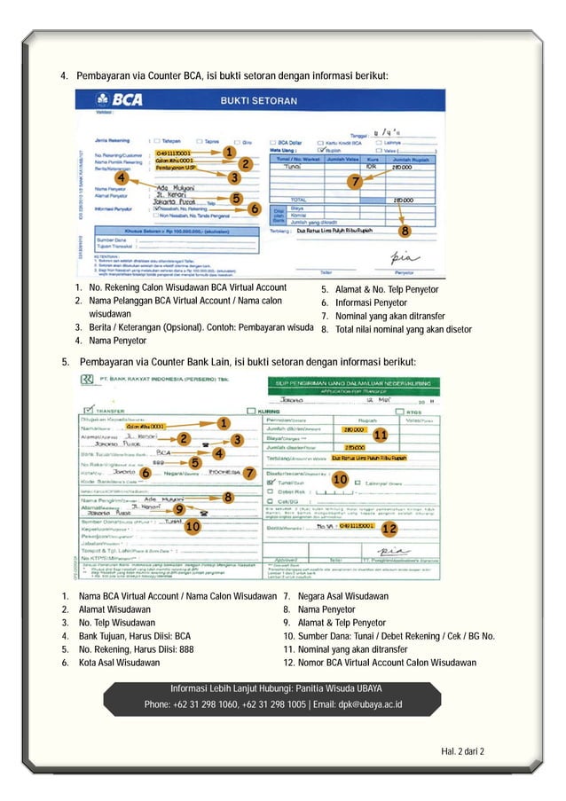 Cara pembayaran menggunakan bca virtual account universitas ubaya | PDF