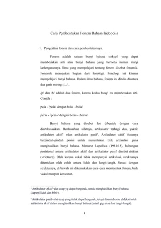 Cara pembentukan fonem bahasa indonesia | DOC