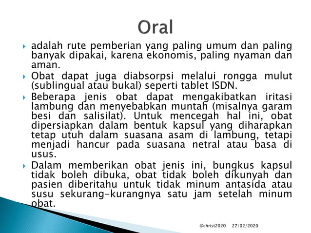 Cara pemberian obat yang benar | PPTX