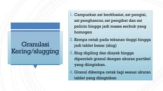 CARA PEMBUATAN TABLET : granulasi basah, granulasi kering dan metode ...