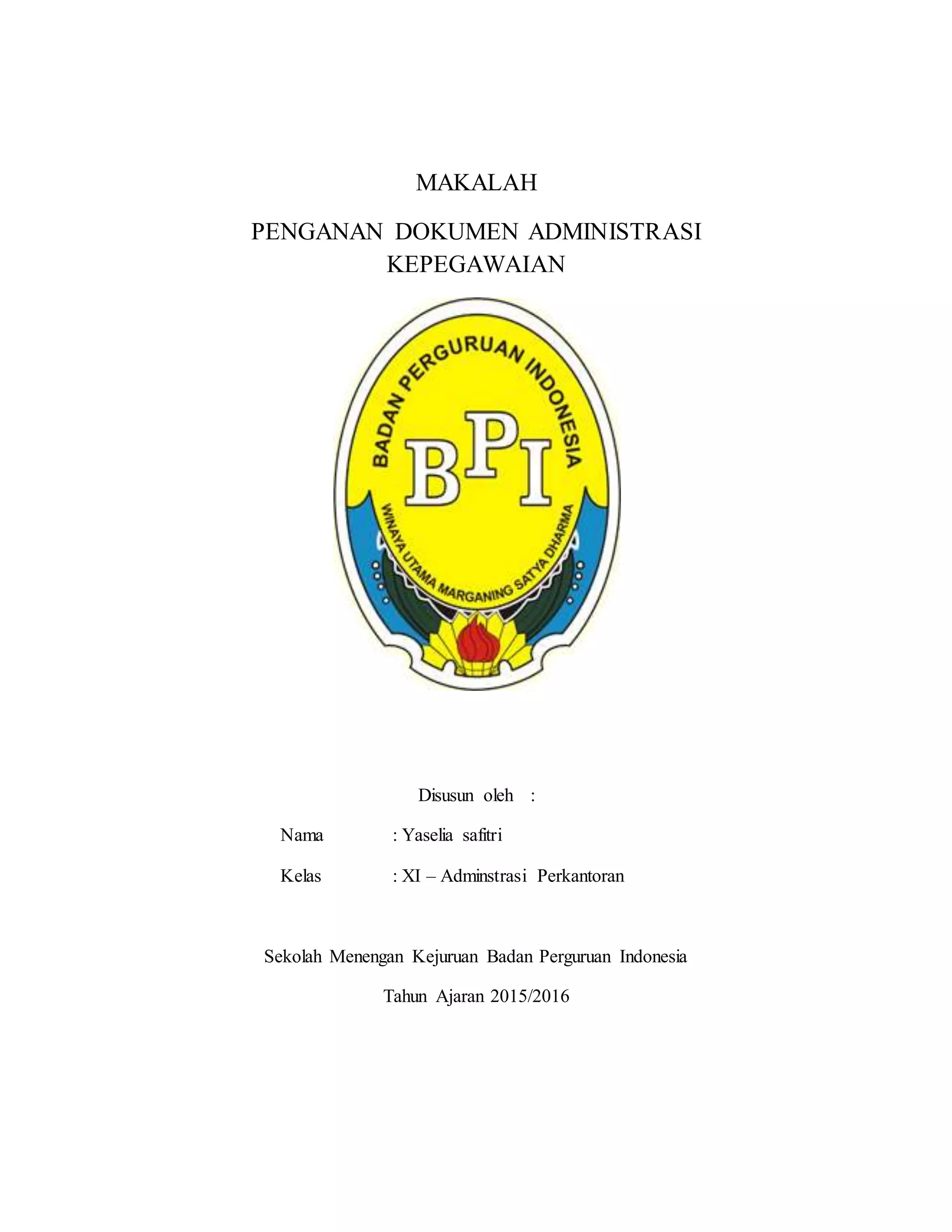 Cara penanganan dokumen administrasi kepegawaian | DOCX