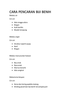 Cara pencaran biji benih | DOCX