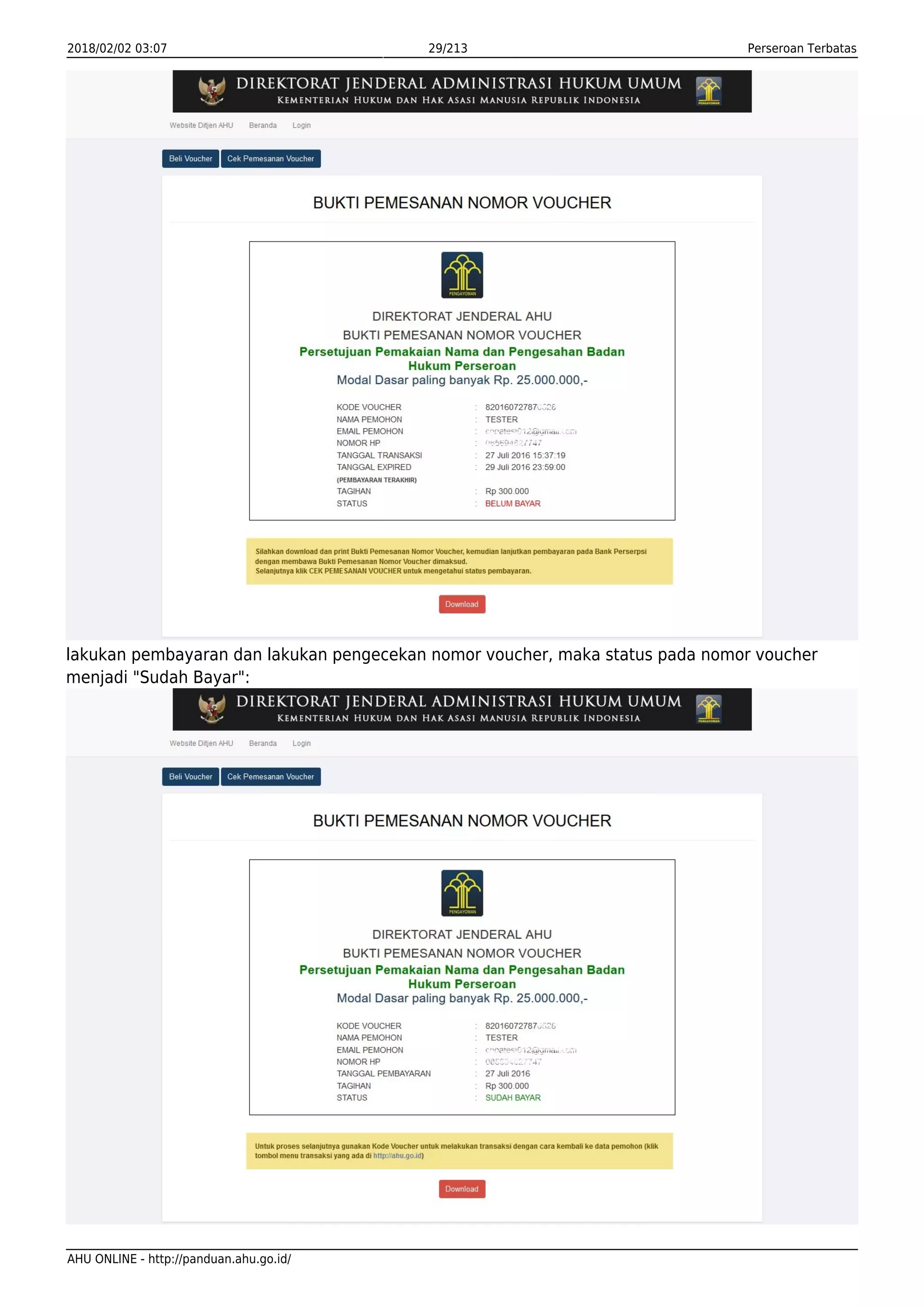 Cara Pendaftaran Perusahaan (PT) di AHU Online | PDF