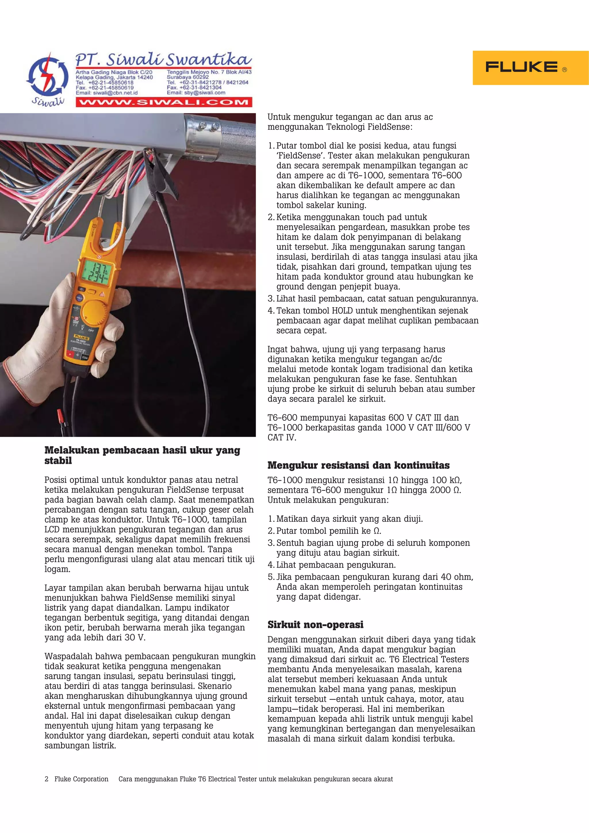 Cara menggunakan Fluke T6 | PDF