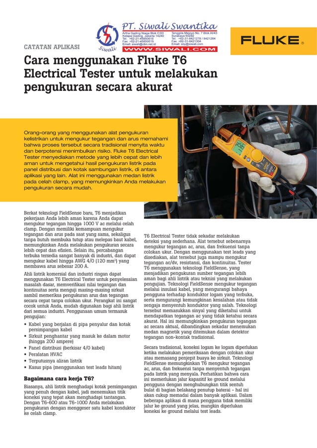 Cara menggunakan Fluke T6 | PDF