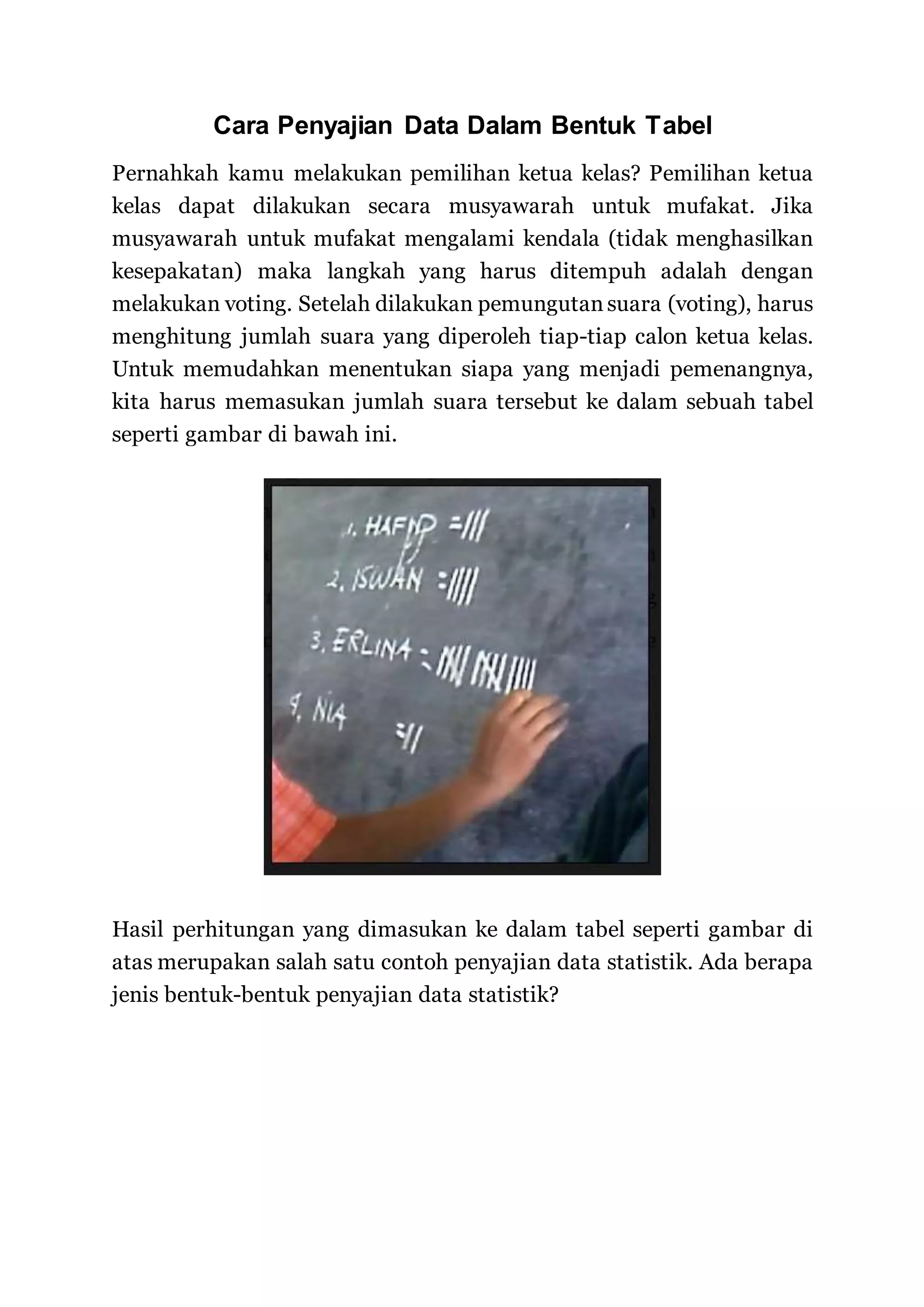 Cara penyajian data dalam bentuk tabel | PDF