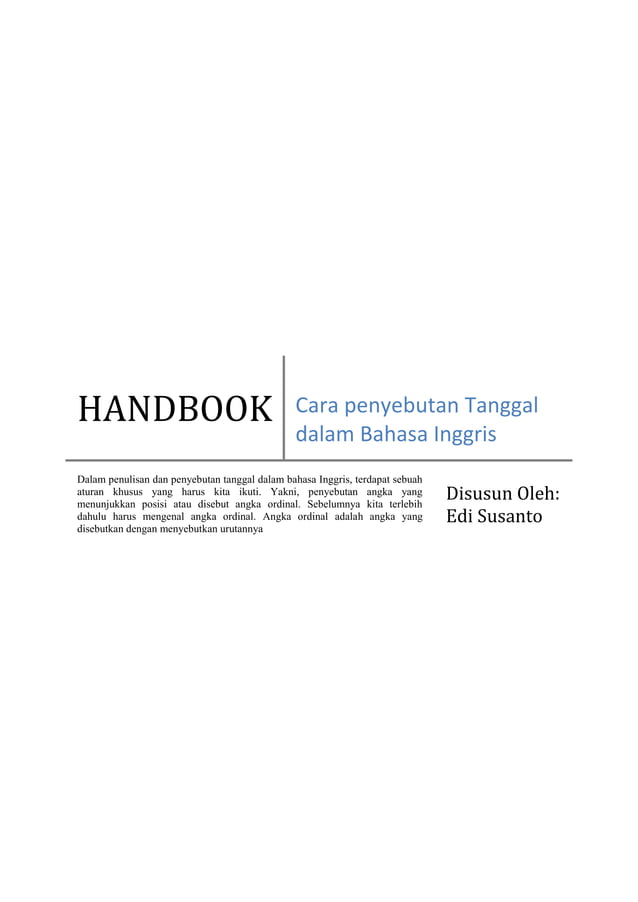 Cara penyebutan tanggal dalam bahasa inggris | PDF