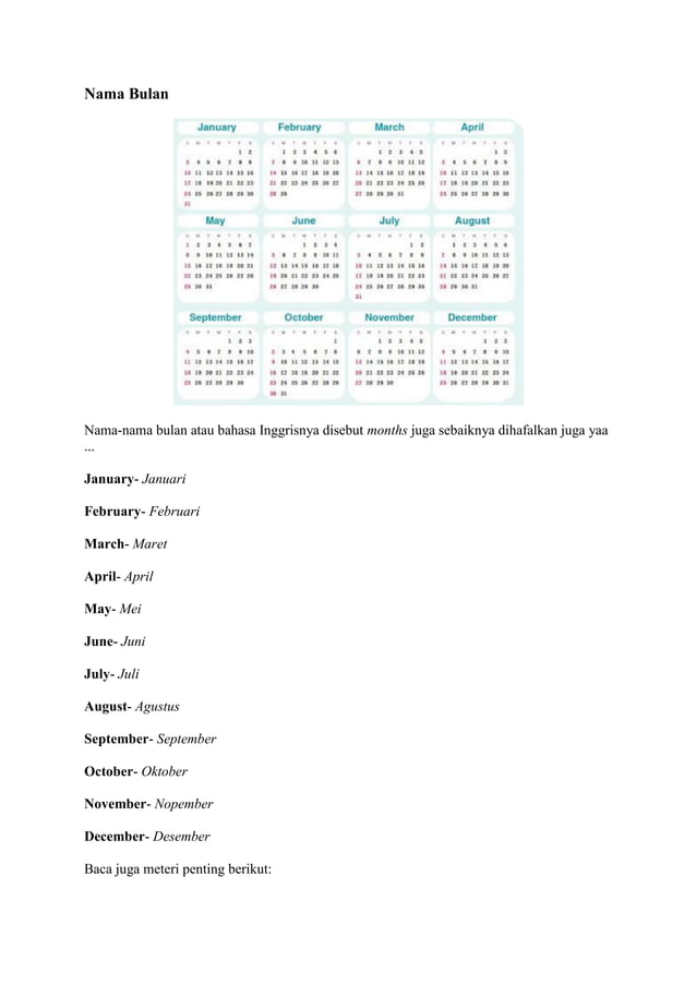 Cara penyebutan tanggal dalam bahasa inggris | PDF