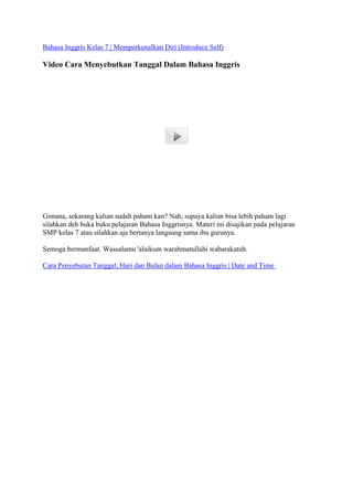 Cara penyebutan tanggal dalam bahasa inggris | PDF