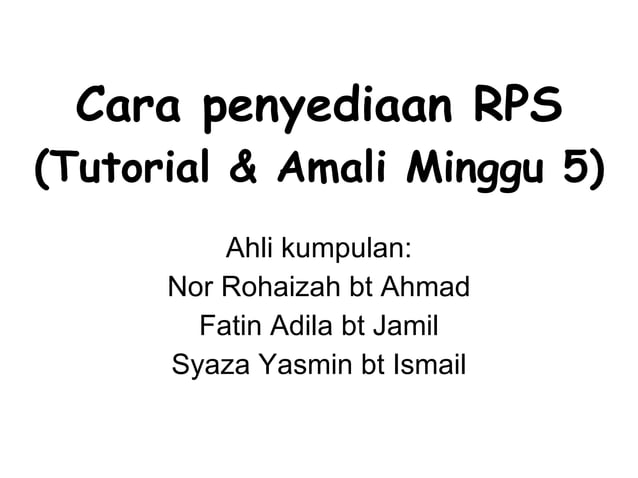 Cara Penyediaan RPS | PPT