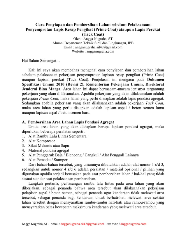 Cara penyiapan dan pembersihan lahan sebelum pelaksanaan penyemprotan prime coat dan tack coat.docx