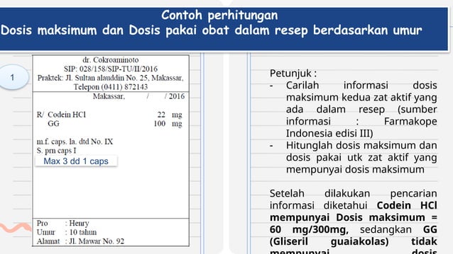 cara perhitungan dosis maksimum dan dosis pakai dalam resep.pptx