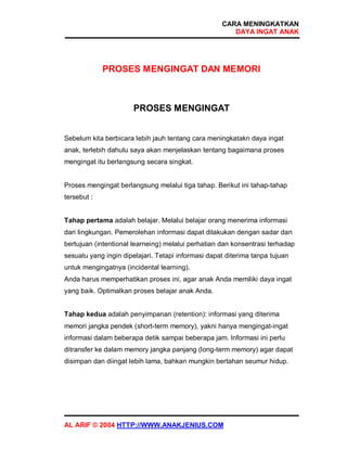 Cara praktis meningkatkan daya ingat | PDF
