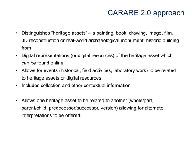 Carare 2.0: Developing a metadata schema | PPT