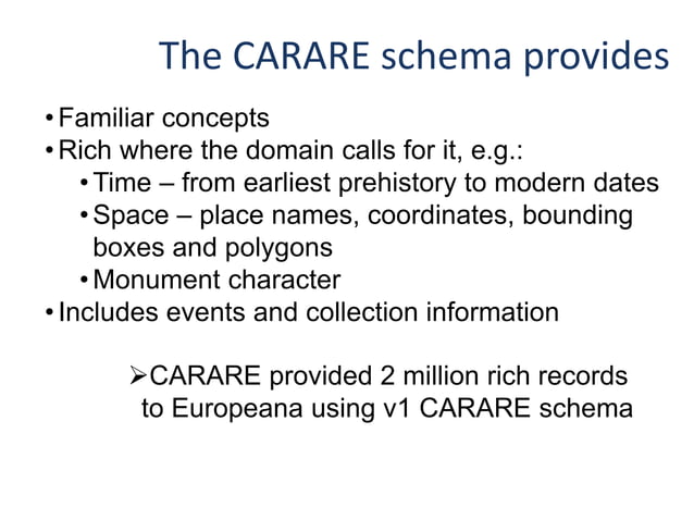 Carare 2.0: Developing a metadata schema | PPT