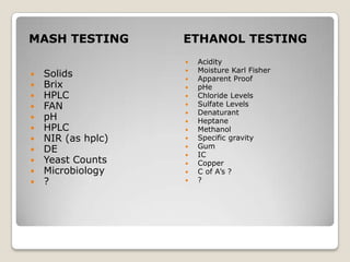 Cara 's ethanol laboratory testing requirements | PPTX