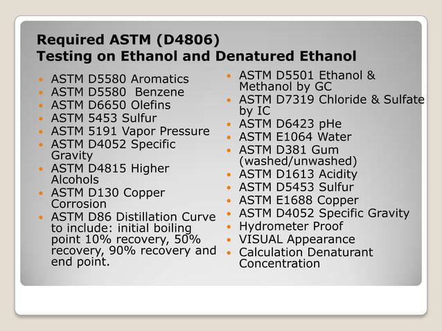 Cara 's ethanol laboratory testing requirements | PPTX