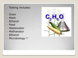 Cara 's ethanol laboratory testing requirements | PPTX