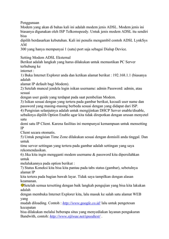 Cara setting jaringan warnet | PDF